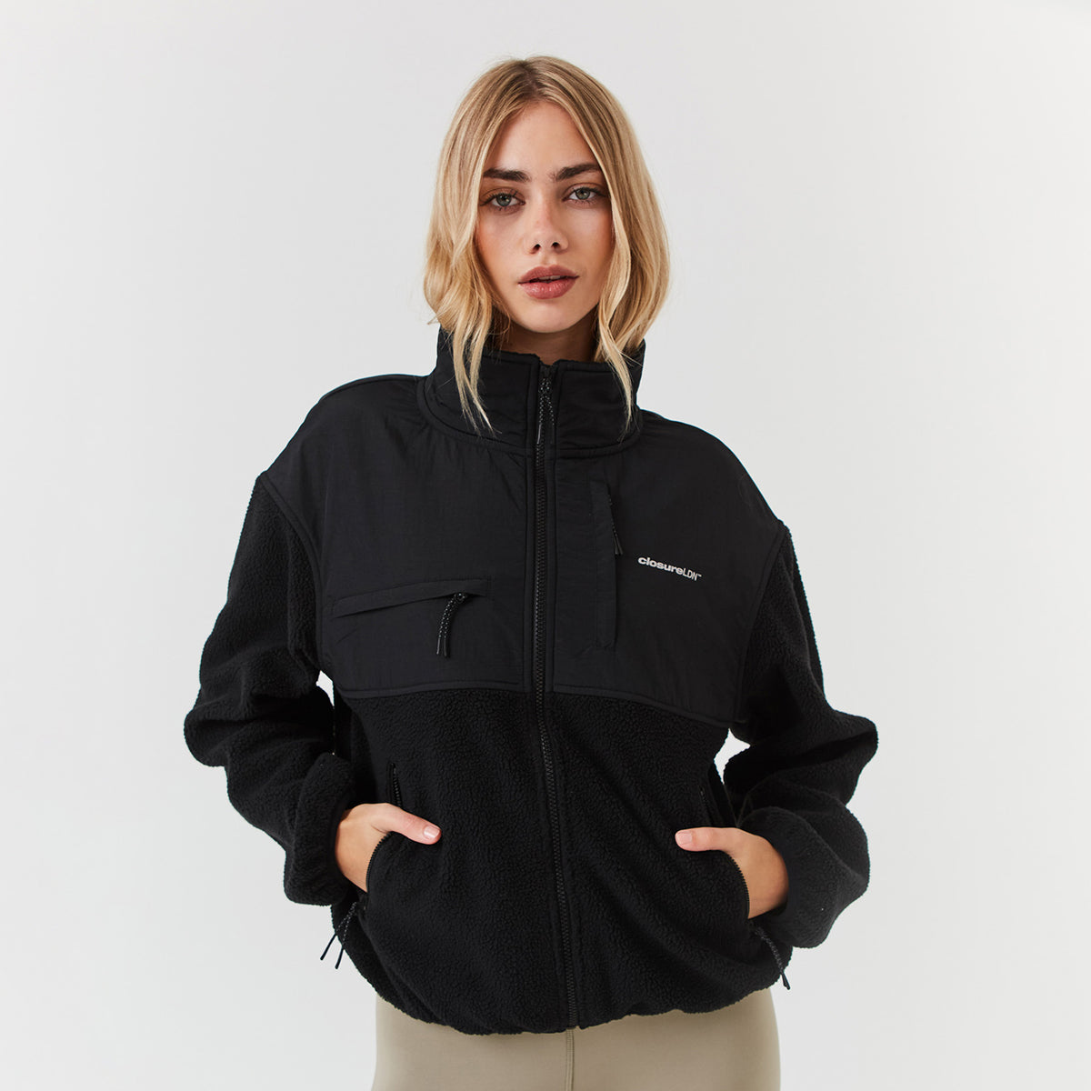 Borg Fleece Tech Jacket | Black – Closure London