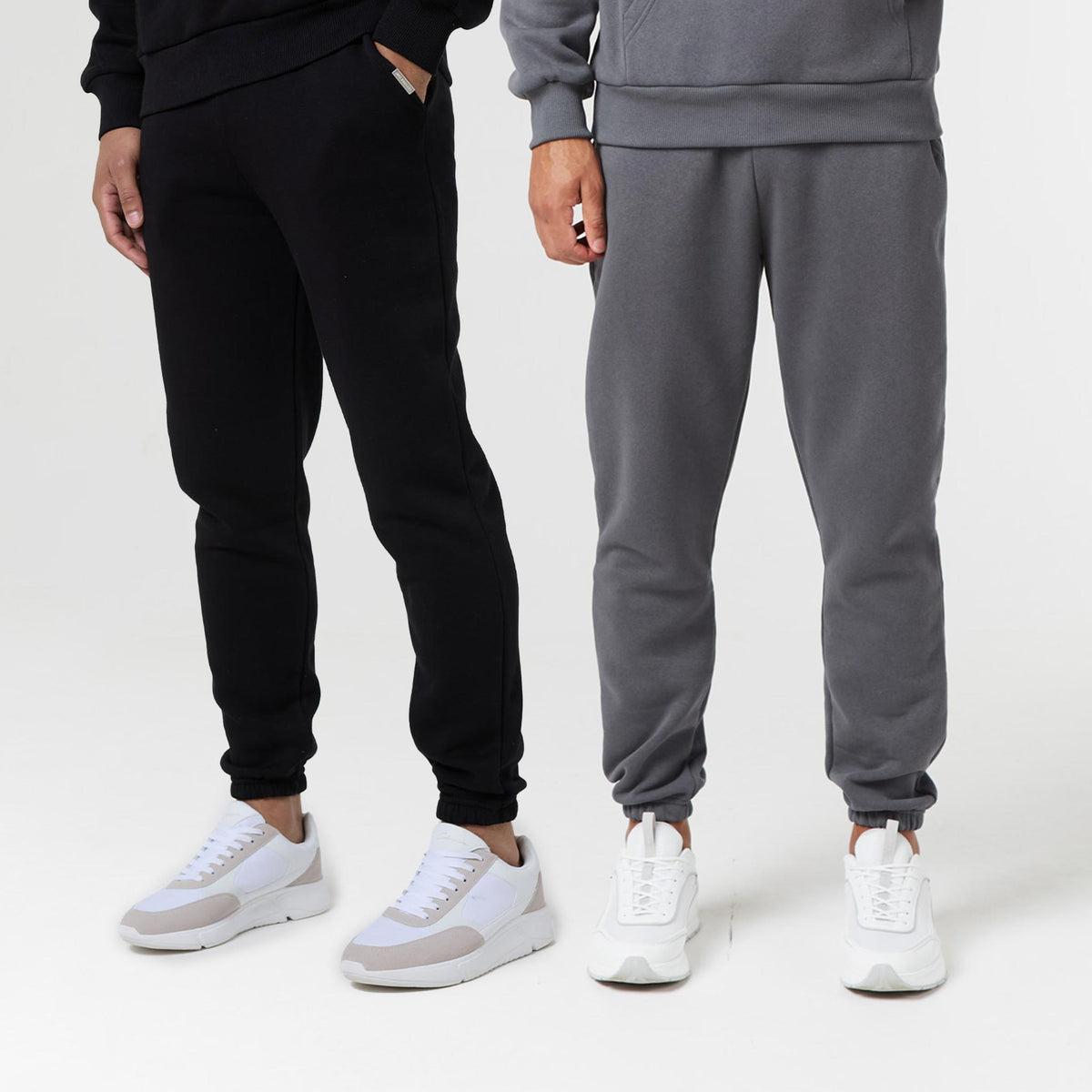 2-Pack Relaxed Fit Cuffed Joggers | Black/Graphite – Closure London