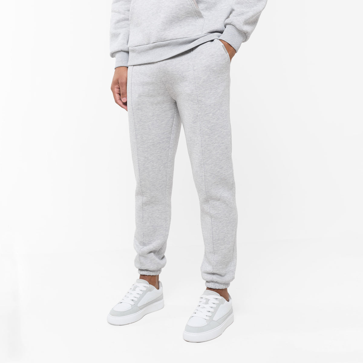 Pleated Cuffed Jogger | Grey Marl – Closure London